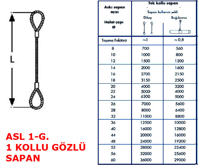 Tek Bacaklı Gözlü Çelik Halat Sapan | Asil Halat İmalat Sanayi, Çelik ... Tek Bacaklı Gözlü Çelik Halat Sapan | Asil Halat İmalat Sanayi, Çelik ...